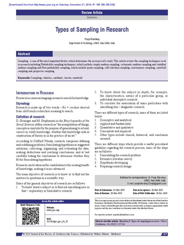 Types of Sampling in Research | PDF | Sampling (Statistics) | Sample ...