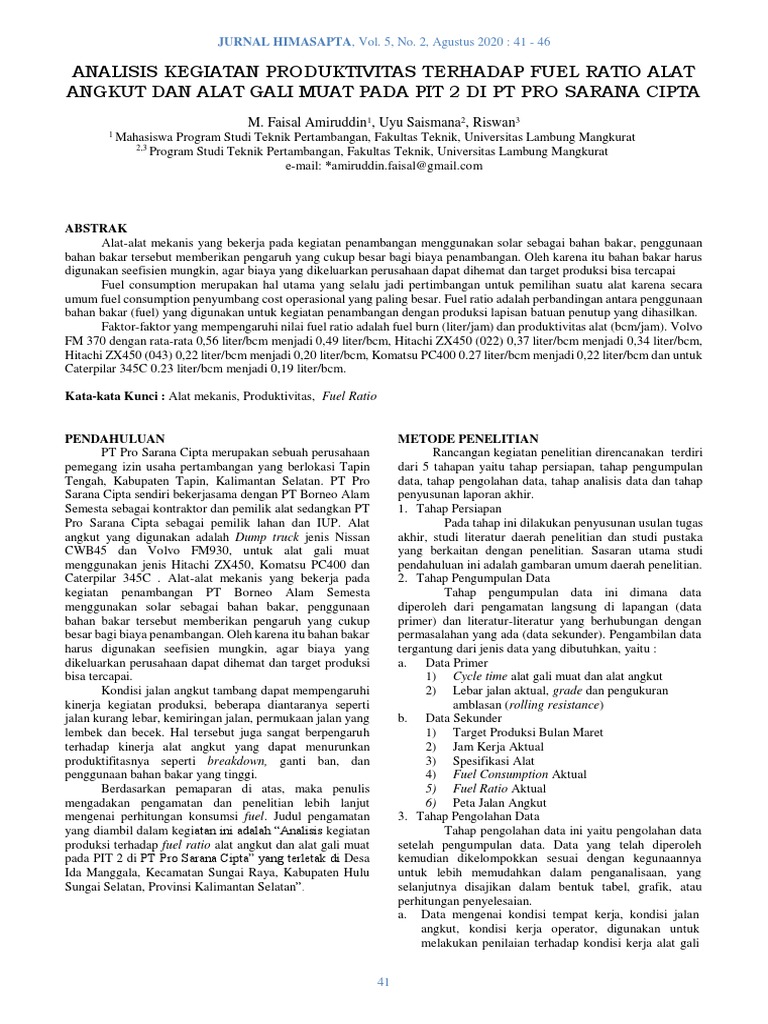 Analisis Kegiatan Produktivitas Terhadap Fuel Rati | PDF | Komputer | Teknologi & Rekayasa