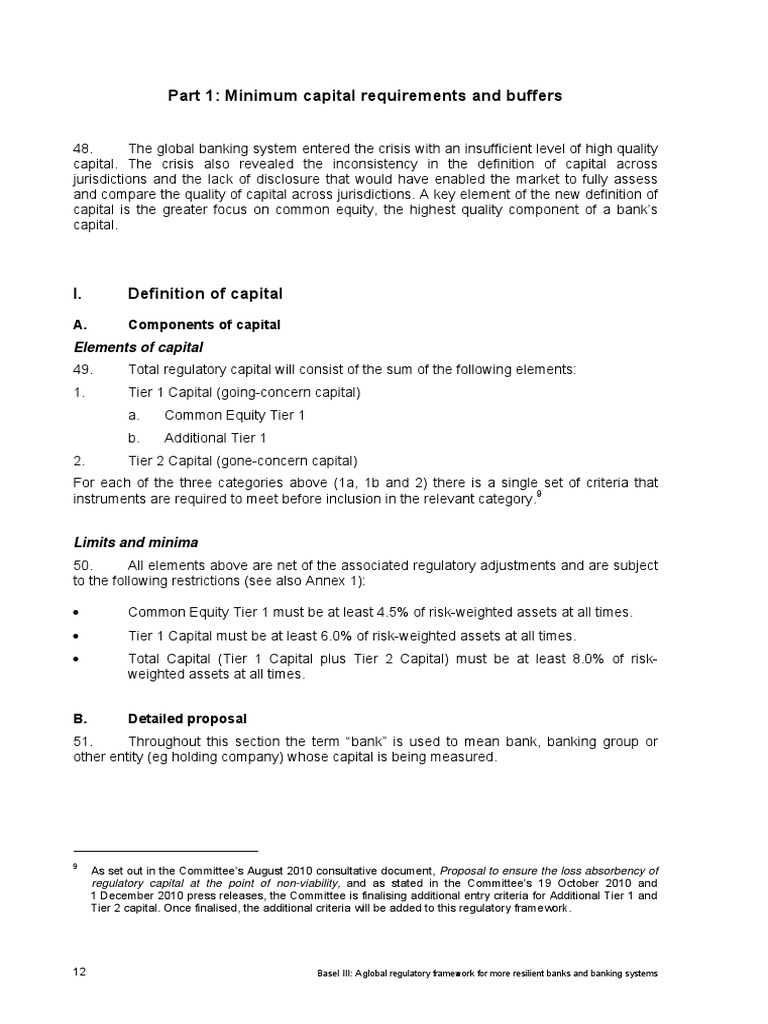 Basel III Capital Requirements Explained | PDF | Tier 1 Capital ...