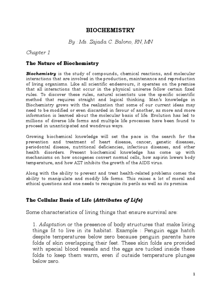 Biochem Notes Week 1 | Download Free PDF | Osmosis | Metabolism