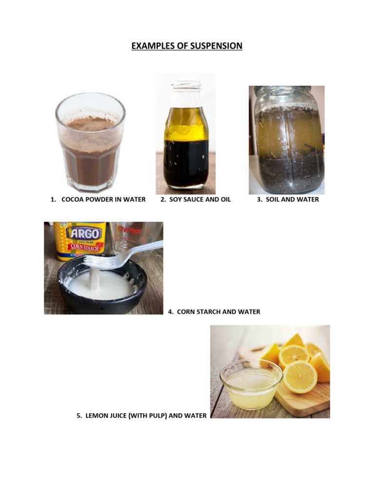 Examples of Suspension - Science6 | PDF | Cooking, Food & Wine