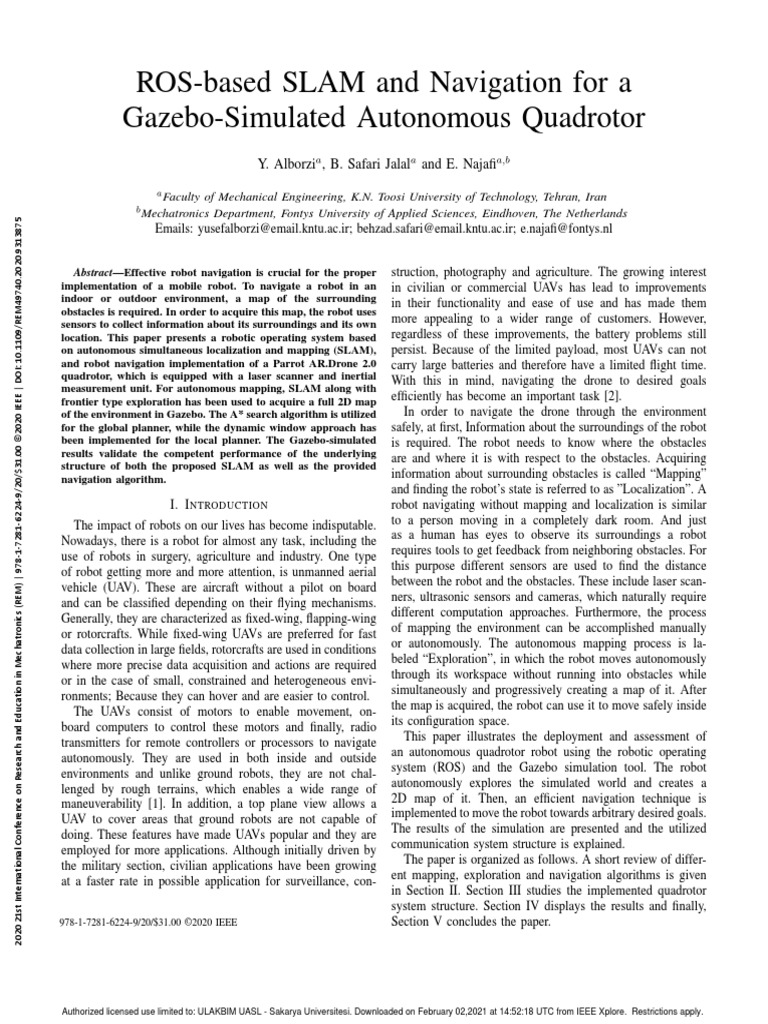 ROS-based SLAM and Navigation For A Gazebo-Simulated Autonomous ...