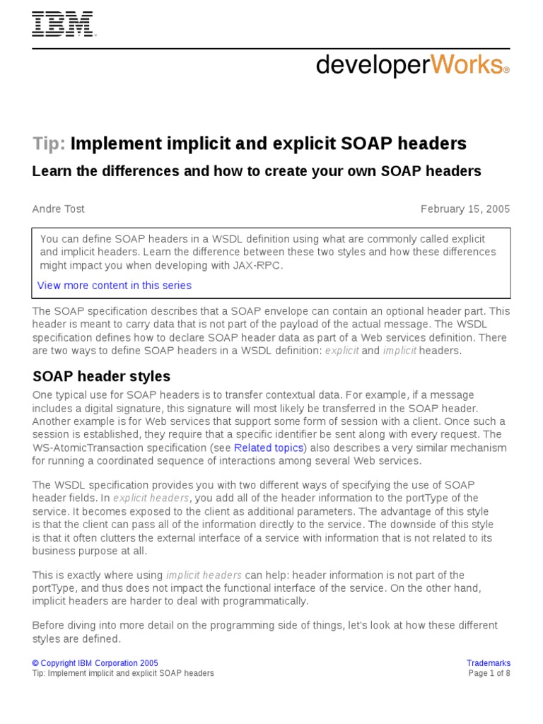 Ws Tip Headers PDF | PDF | Soap | Web Service