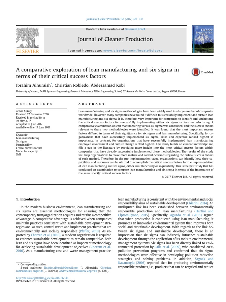 A Comparative Exploration of Lean Manufacturing and Six Sigma in Terms of Their Critical Success ...