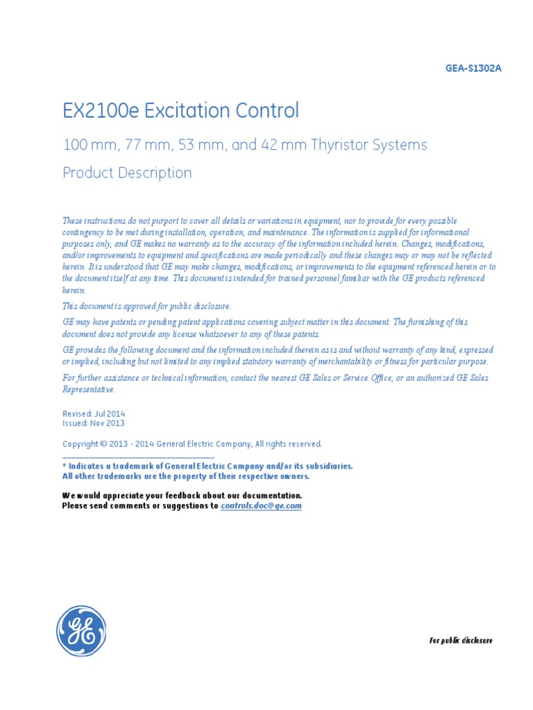 Gea-S1302 Ex2100e 100mm 77mm 53mm 42mm Thyristor Systems | PDF ...