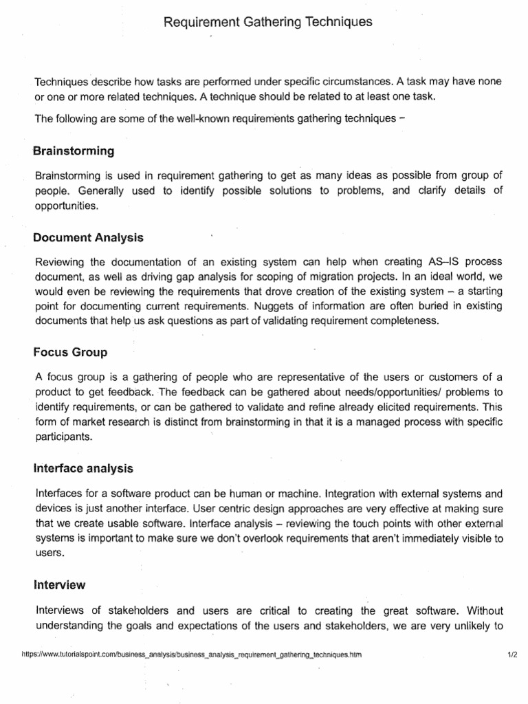 Requirements Gathering | PDF | Brainstorming | Software Prototyping