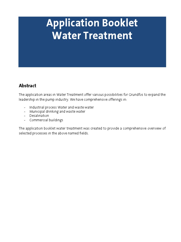 Application Booklet Water Treatment | PDF | Water Purification | Sewage ...