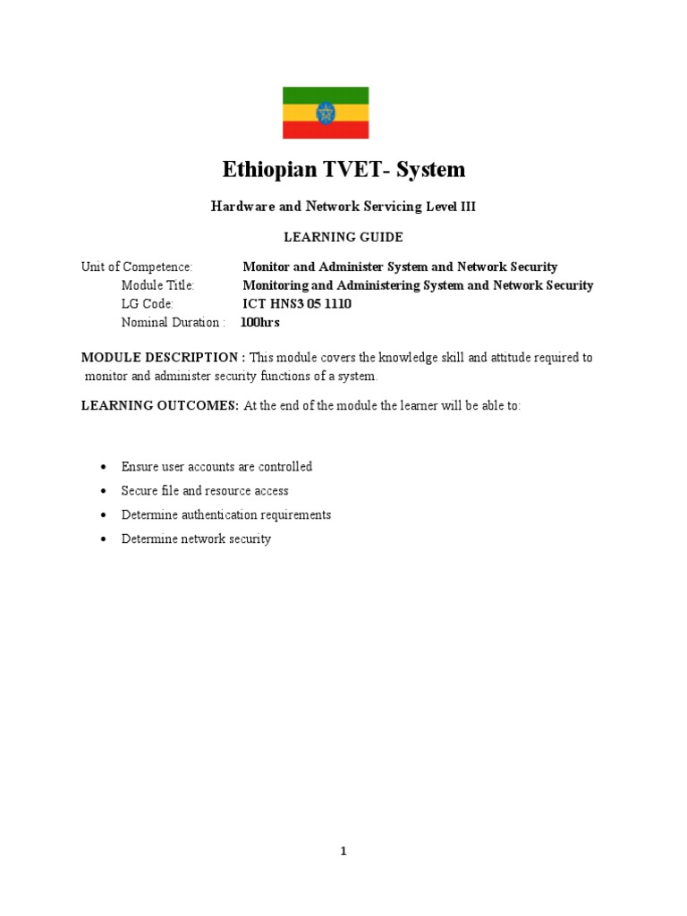 Ethiopian TVET-System: Hardware and Network Servicing | PDF | Group ...