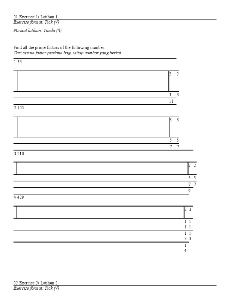 Prime Factorization and Common Factor Practice Problems with Detailed ...