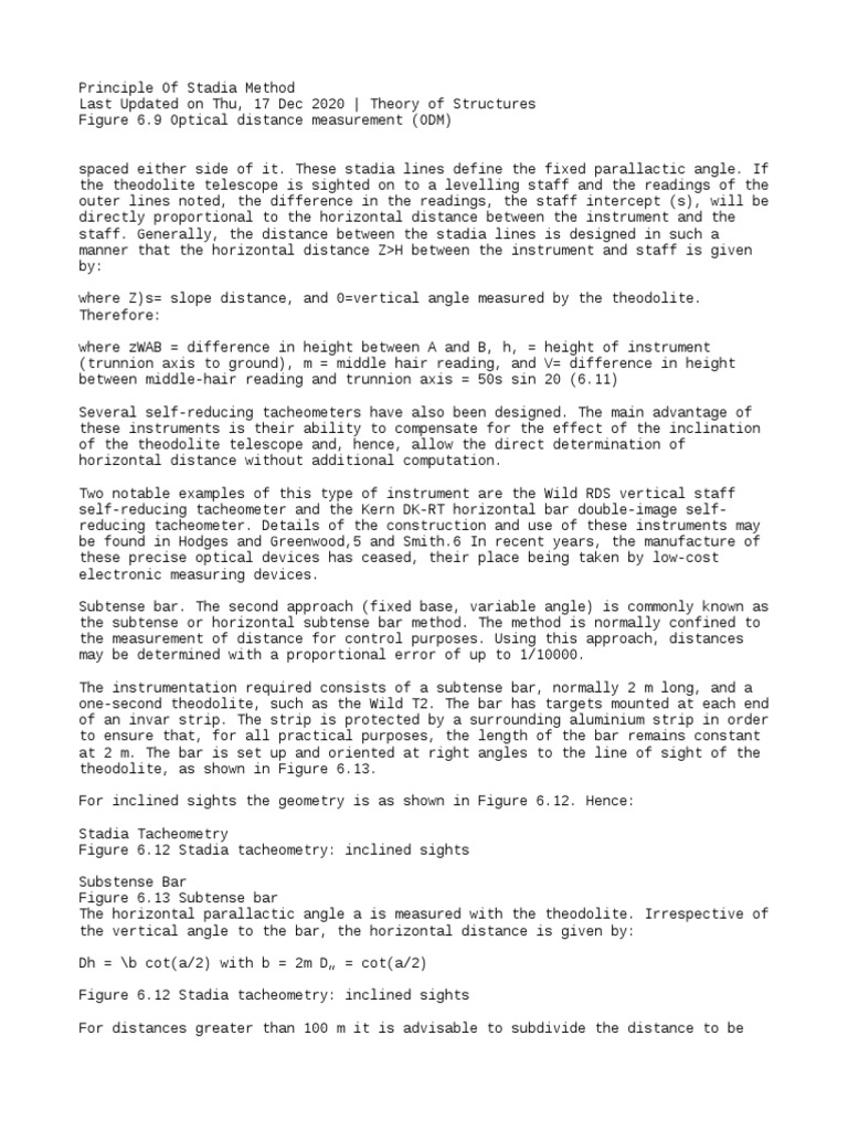 Stadia Method | PDF | Surveying | Metrology