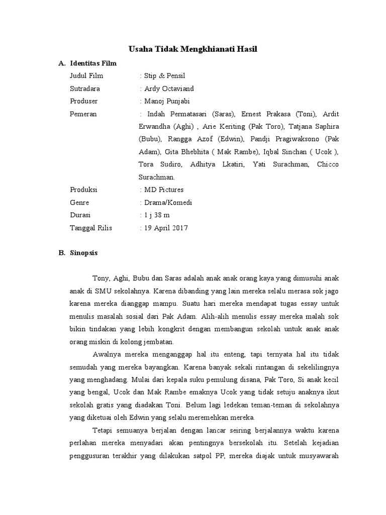 Film Stip & Pensil: Drama Komedi Edukatif | PDF