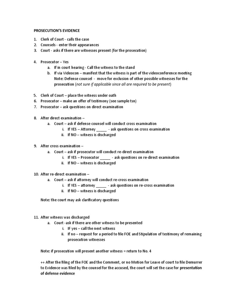 Prosecution'S Evidence | PDF | Prosecutor | Witness