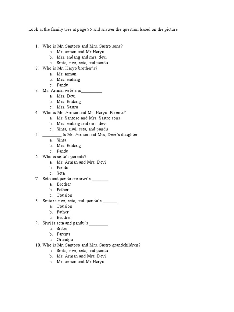 Family Tree Quiz and Answers | PDF
