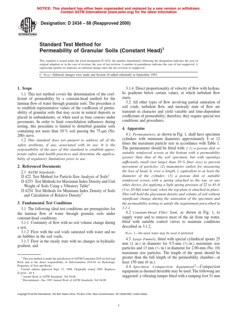 Astm D2434-2 | Download Free PDF | Porosity | Soil
