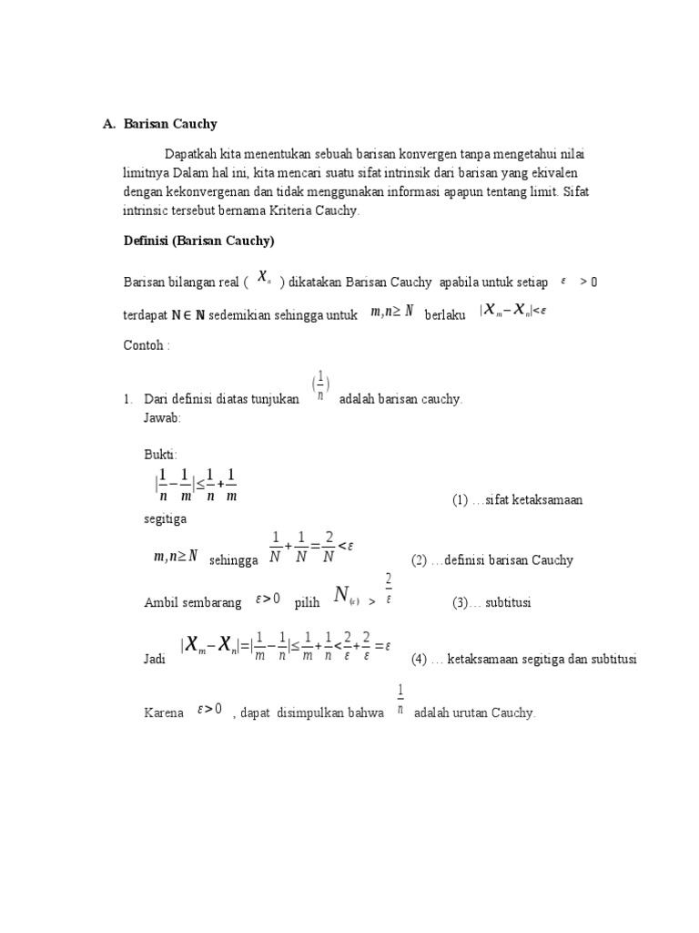 Barisan Cauchy 1 | PDF | Metode & Bahan Ajar