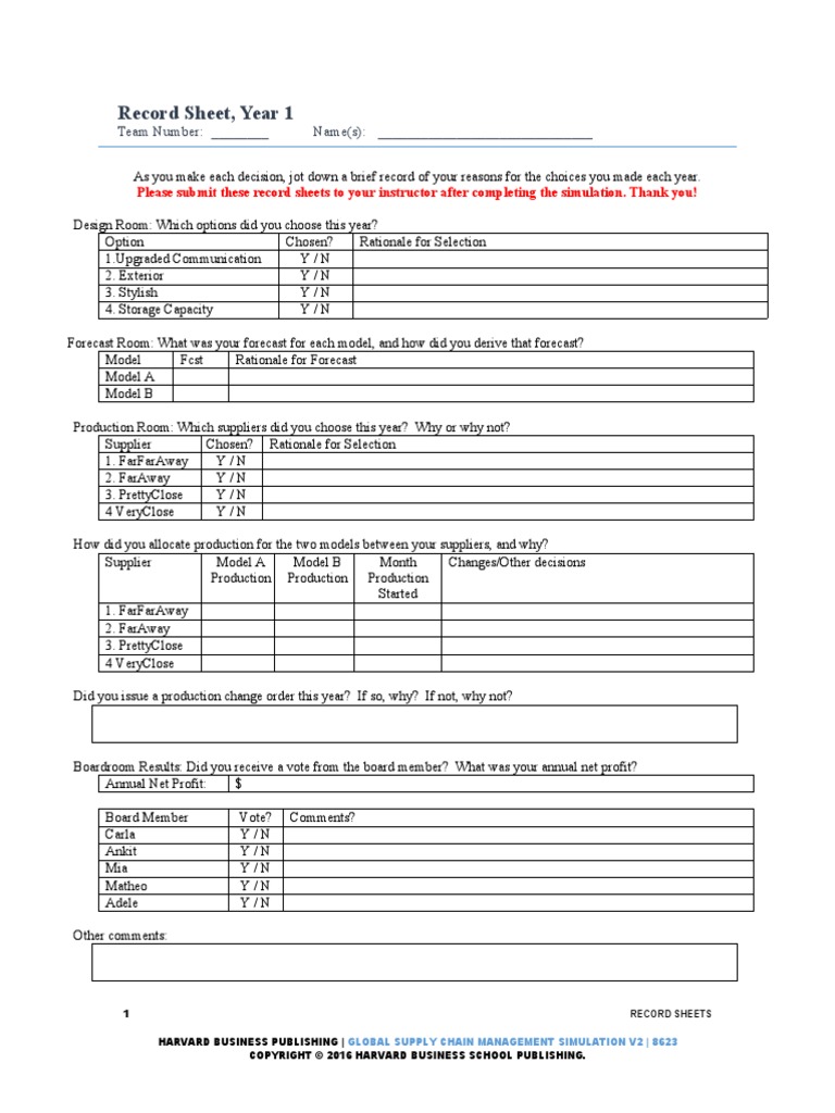 HBSP Global SC Decision Record Template | PDF | Supply Chain ...