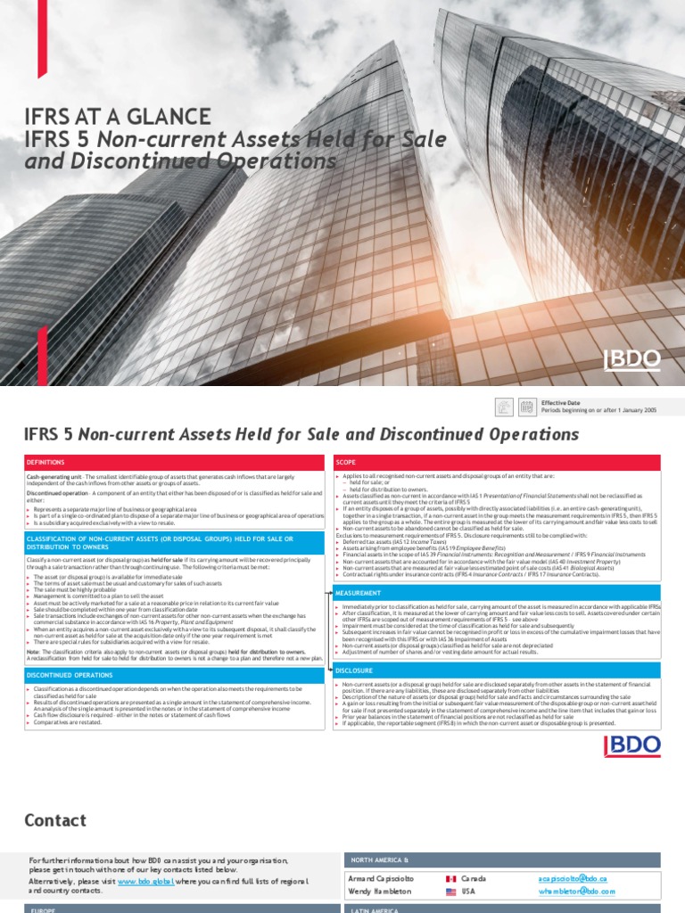 Ifrs at A Glance IFRS 5 Non-Current Assets Held For Sale: and ...