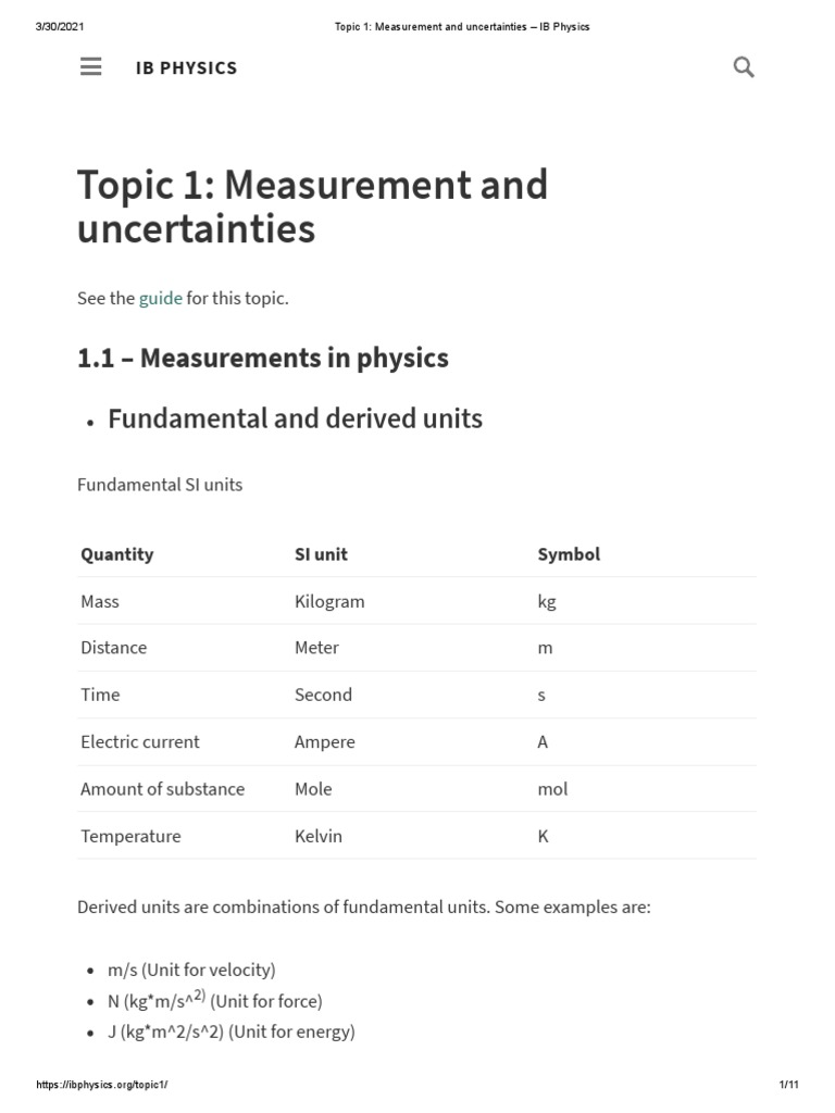 IB Physics: Measurement & Uncertainties | PDF | Significant Figures ...