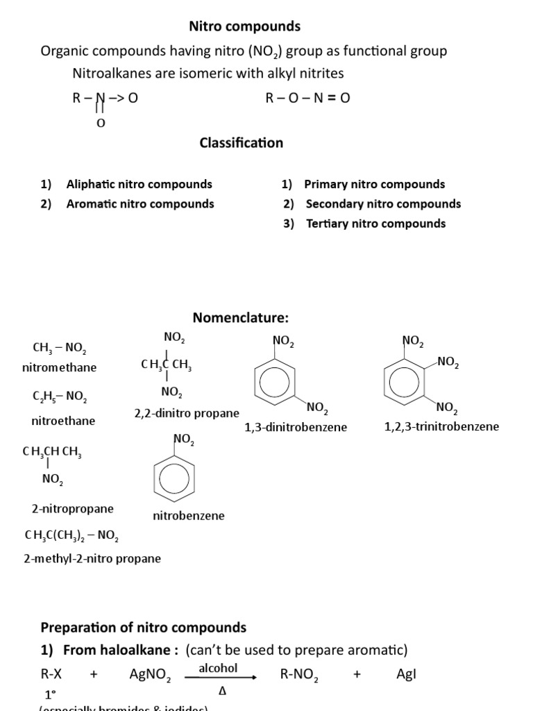 Organic Compounds Having Nitro (NO) Group As Functional Group ...