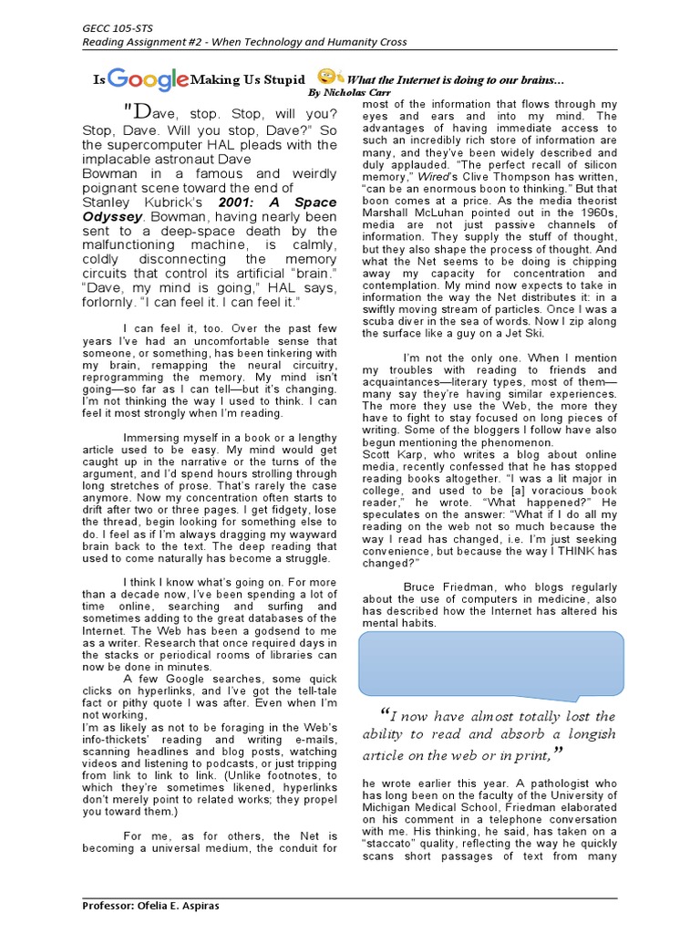 Impact of Google on Our Thinking | PDF | Psychology | World Wide Web