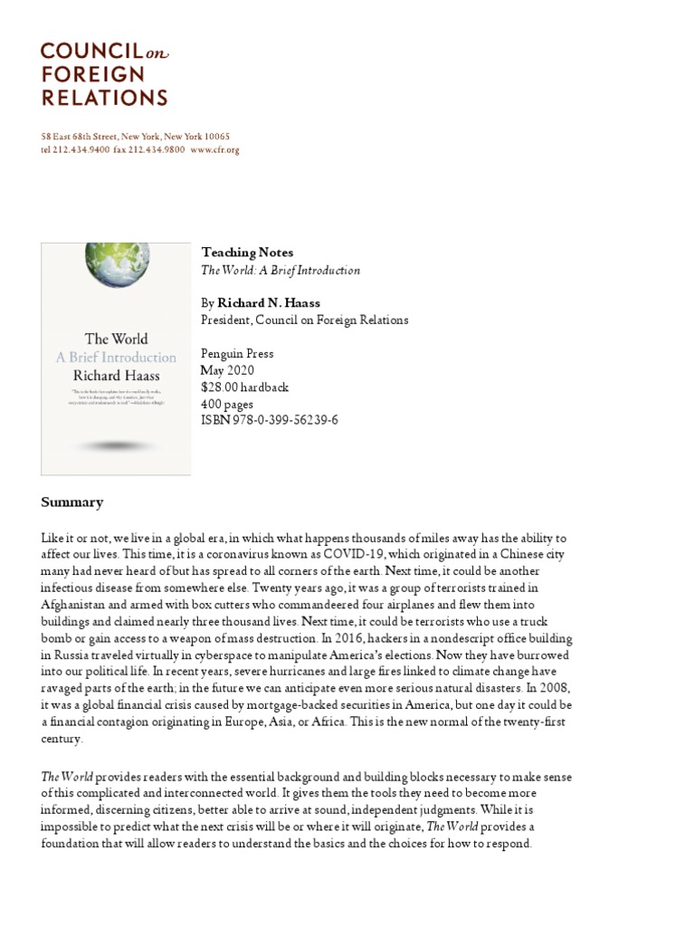 Teaching Notes From "The World A Brief Introduction" | PDF | Polarity ...