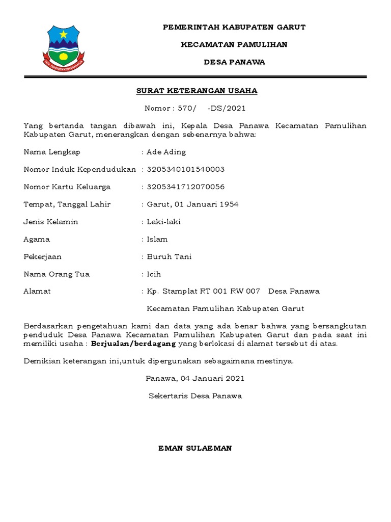 Surat Ijin Usaha (SKU) | PDF