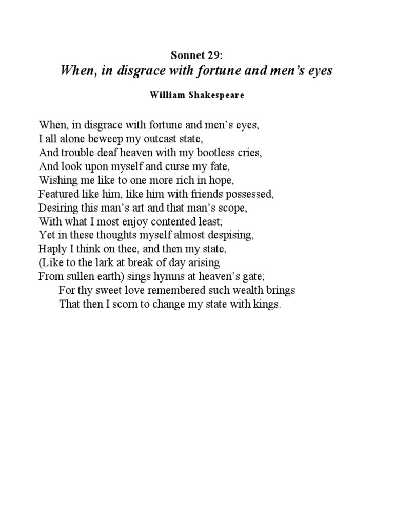 Sonnet 29, William Shakespeare | PDF