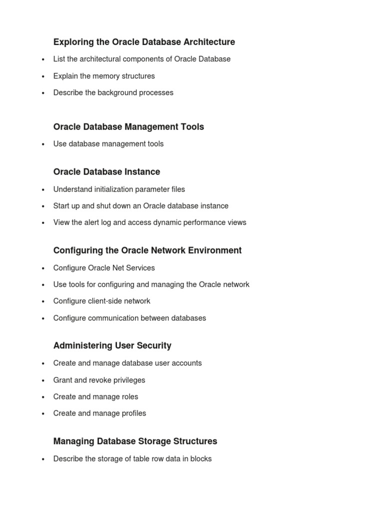 Exploring The Oracle Database Architecture | PDF | Backup | Databases