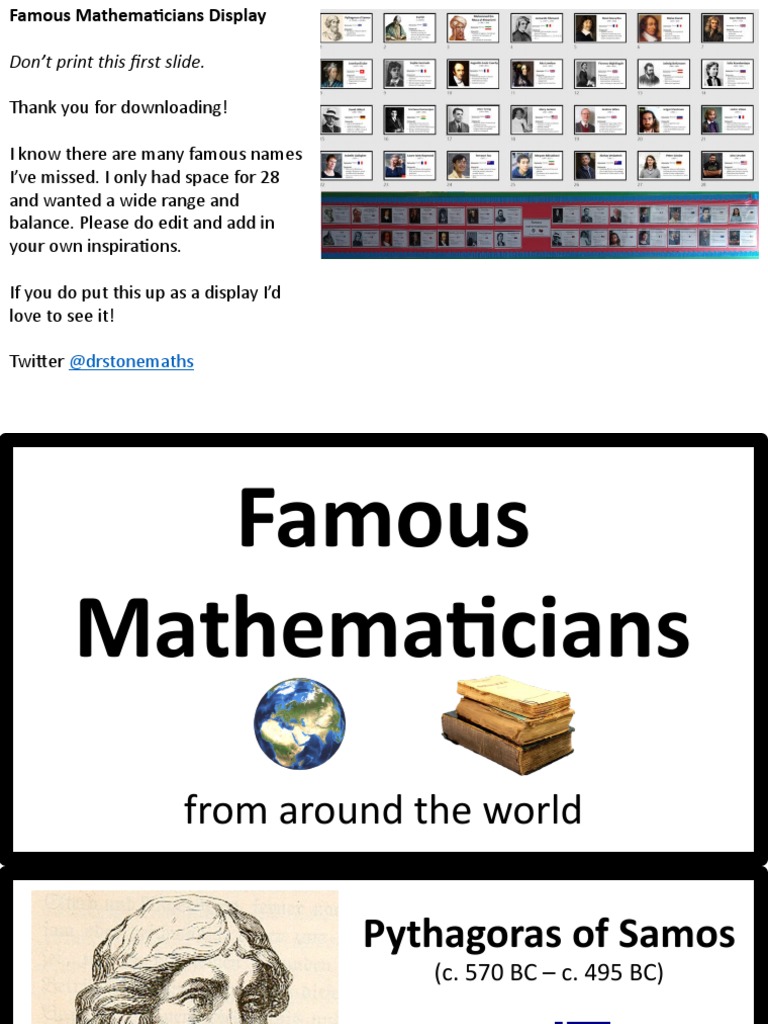 Famous Mathematicians Display v.2 | PDF | Geometry | Teaching Mathematics