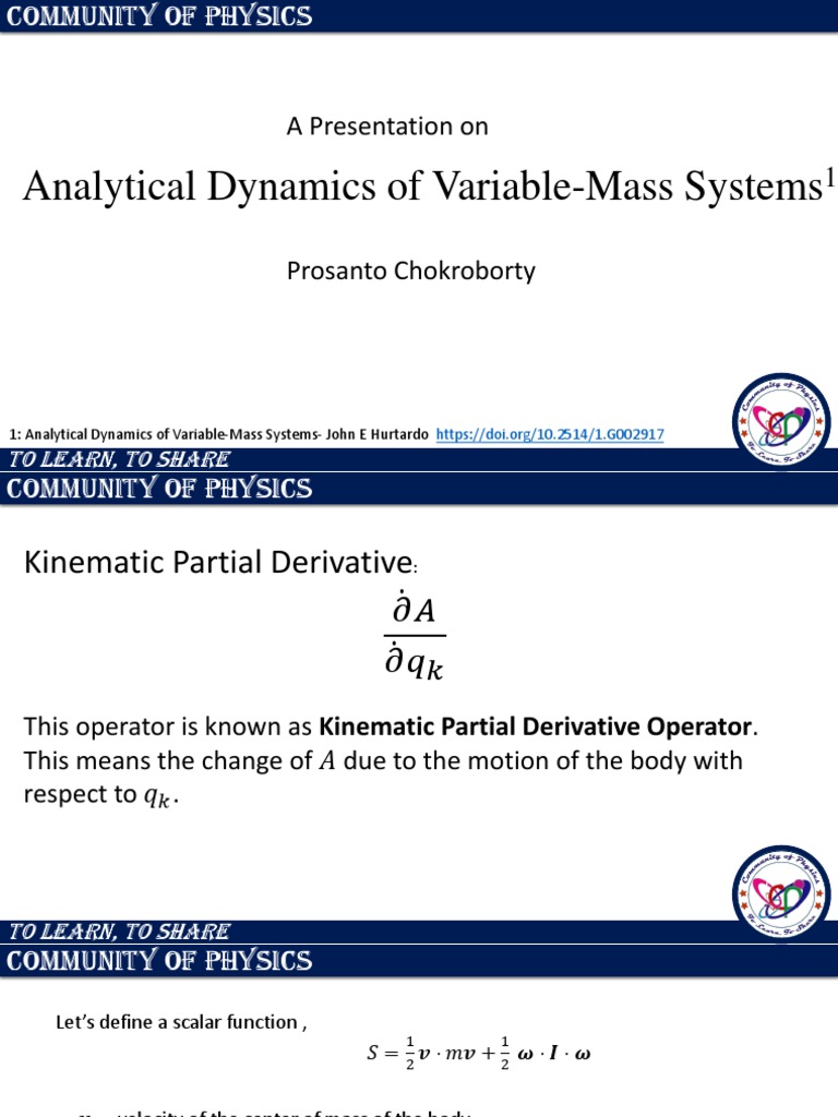 Analytical Dynamics of Variable-Mass System | PDF | Kinematics | Velocity