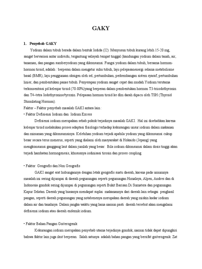 Deteksi dan Diagnosis Gangguan Kekurangan Yodium (GAKY) | PDF
