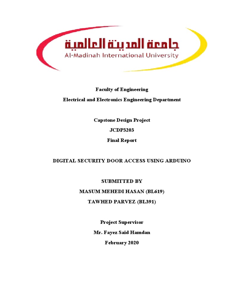 Capstone Design Project Feb2020 Dig Sec Door Access System Using ...