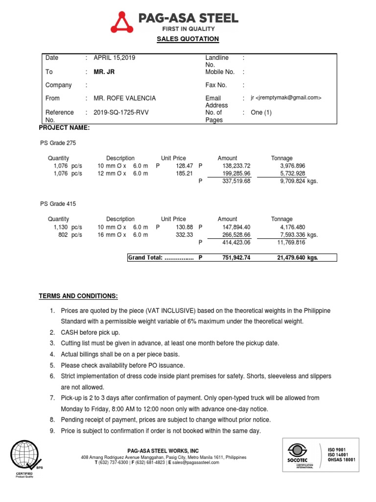 Pag Asa Steel - Reinforcement | PDF | Business