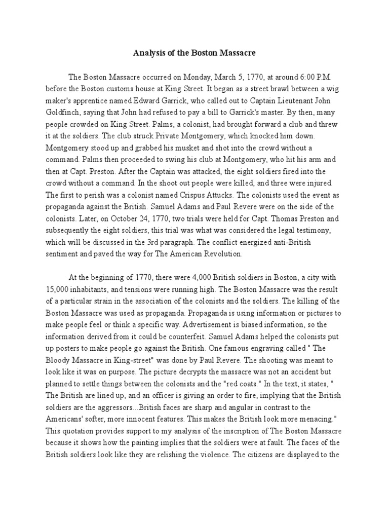 Analyzing The Boston Massacre | PDF | Violence