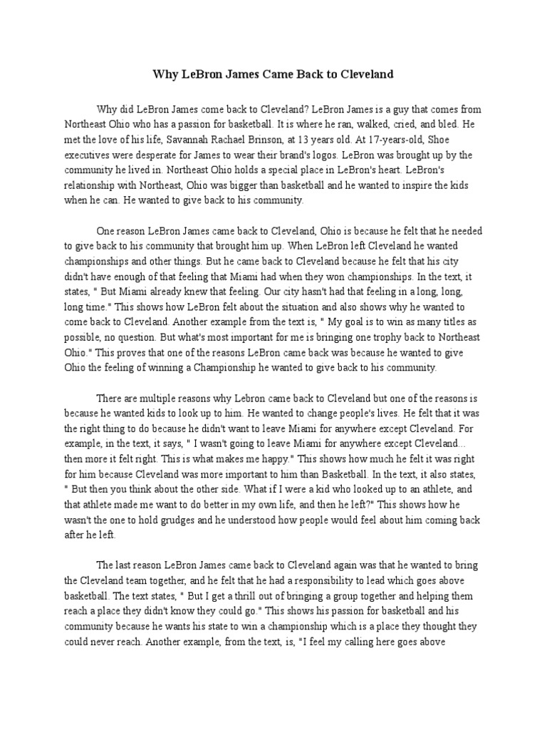 LeBron's Return: A Community Commitment | PDF | Le Bron James ...