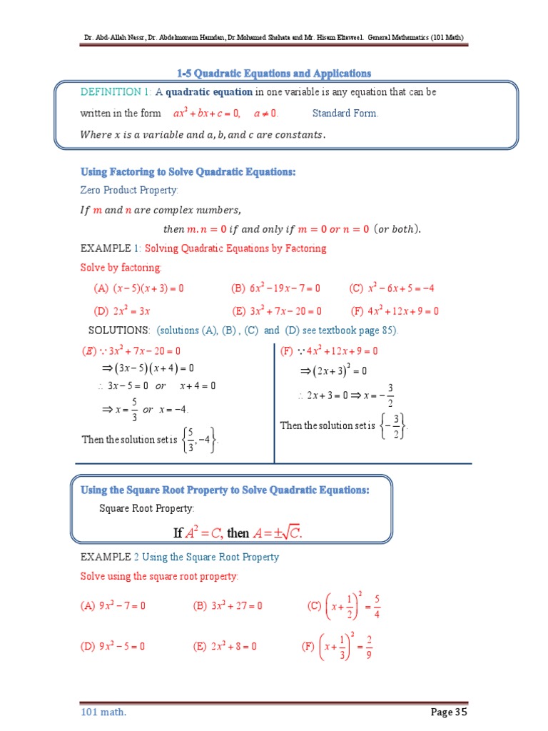 General Mathematics 101 Math Weeks 9 | PDF | Quadratic Equation ...