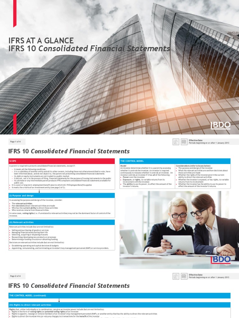 Ifrs at A Glance IFRS 10 Consolidated Financial Statements | PDF ...