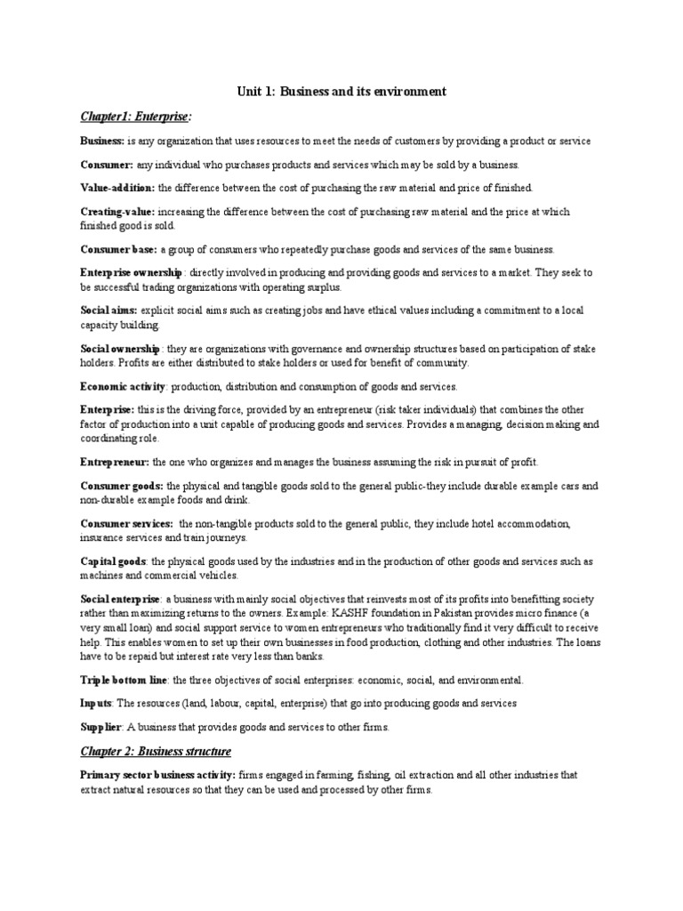 A Level Business Unit One Definitions | PDF | Franchising ...