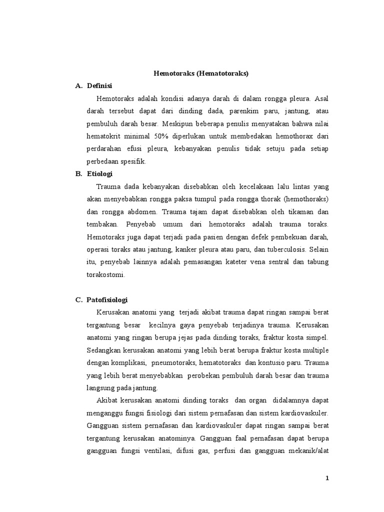 Hemotoraks | PDF