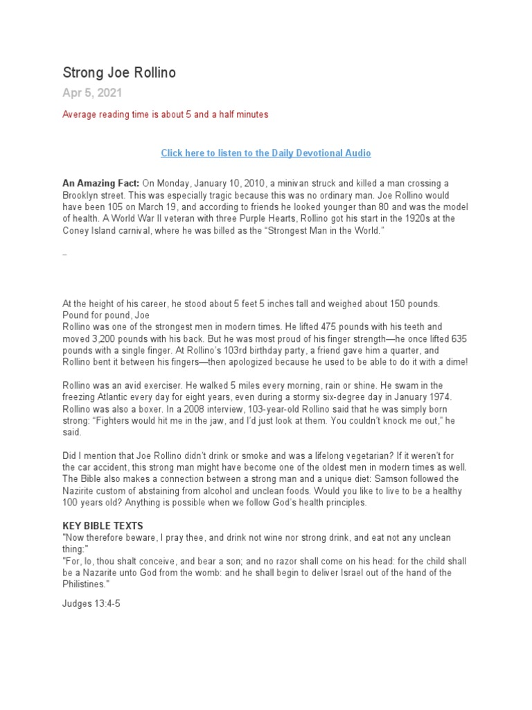 Strong Joe Rollino: Average Reading Time Is About 5 and A Half Minutes ...