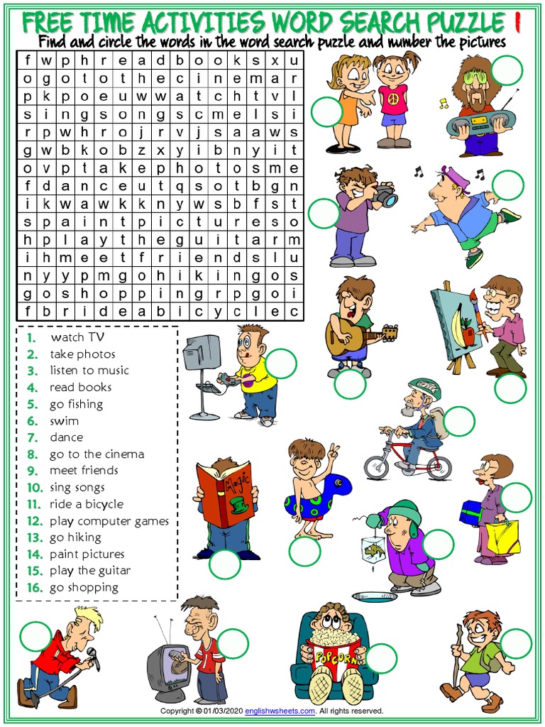 Free Time Activities Vocabulary Tercero | PDF | Games & Activities ...