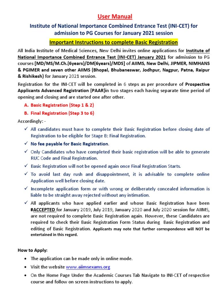 INI-CET Registration Guidelines | PDF | Computing | Cyberspace