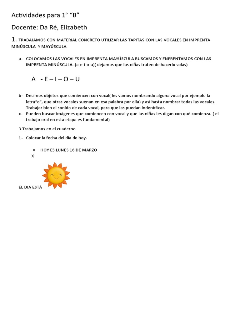 Actividades para 1 | PDF