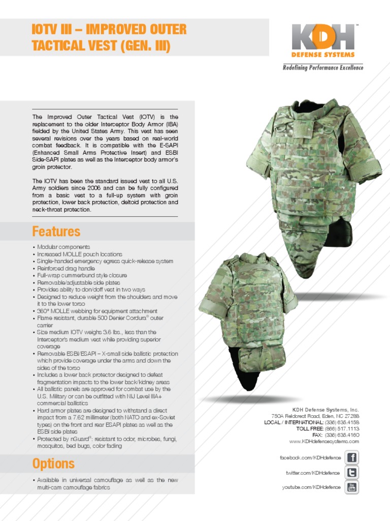 Iotv Iii - Improved Outer Tactical Vest (Gen. Iii) : Features | PDF ...