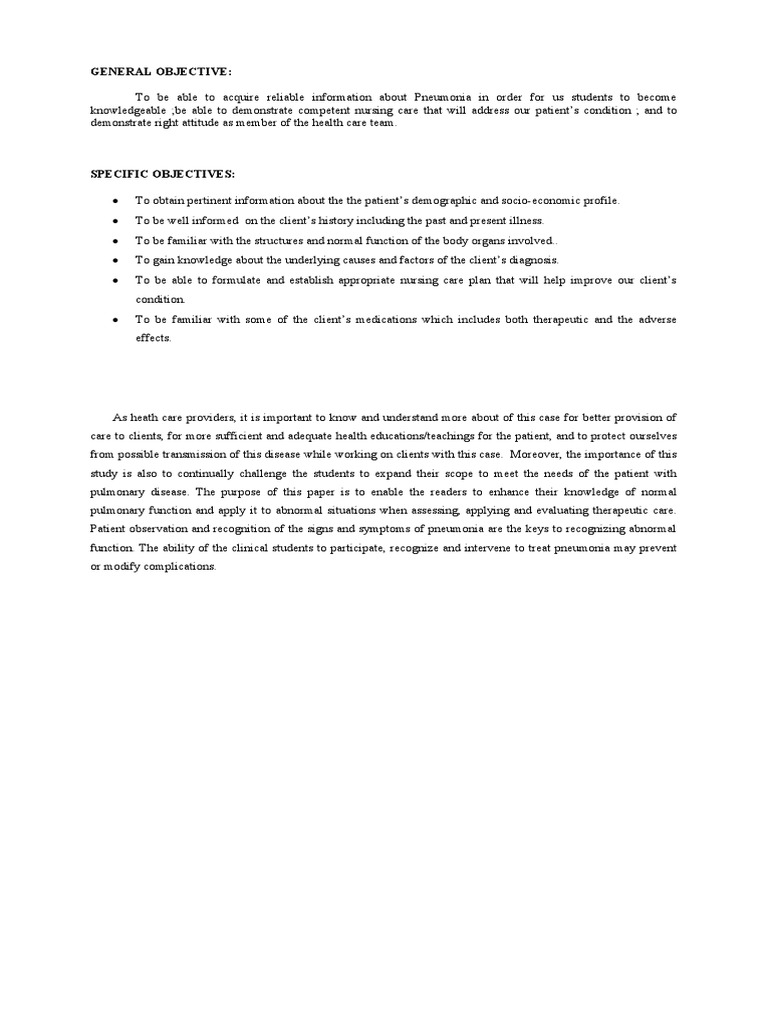 Case Study Pneumonia | PDF | Pneumonia | Respiratory Tract