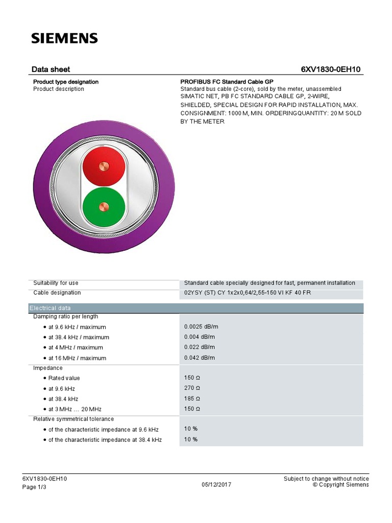 Data Sheet-PROFIBUS | PDF | Electrical Resistance And Conductance ...