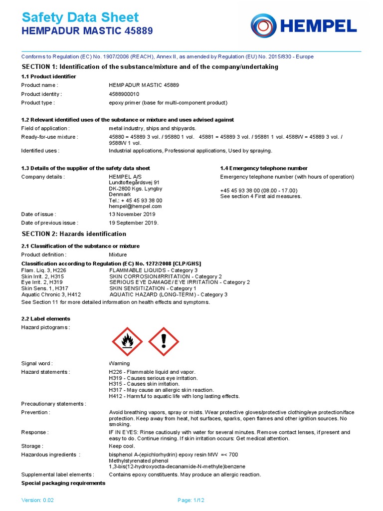 Hempadur Mastic 4588900010 En-Us | PDF | Firefighting | Personal ...