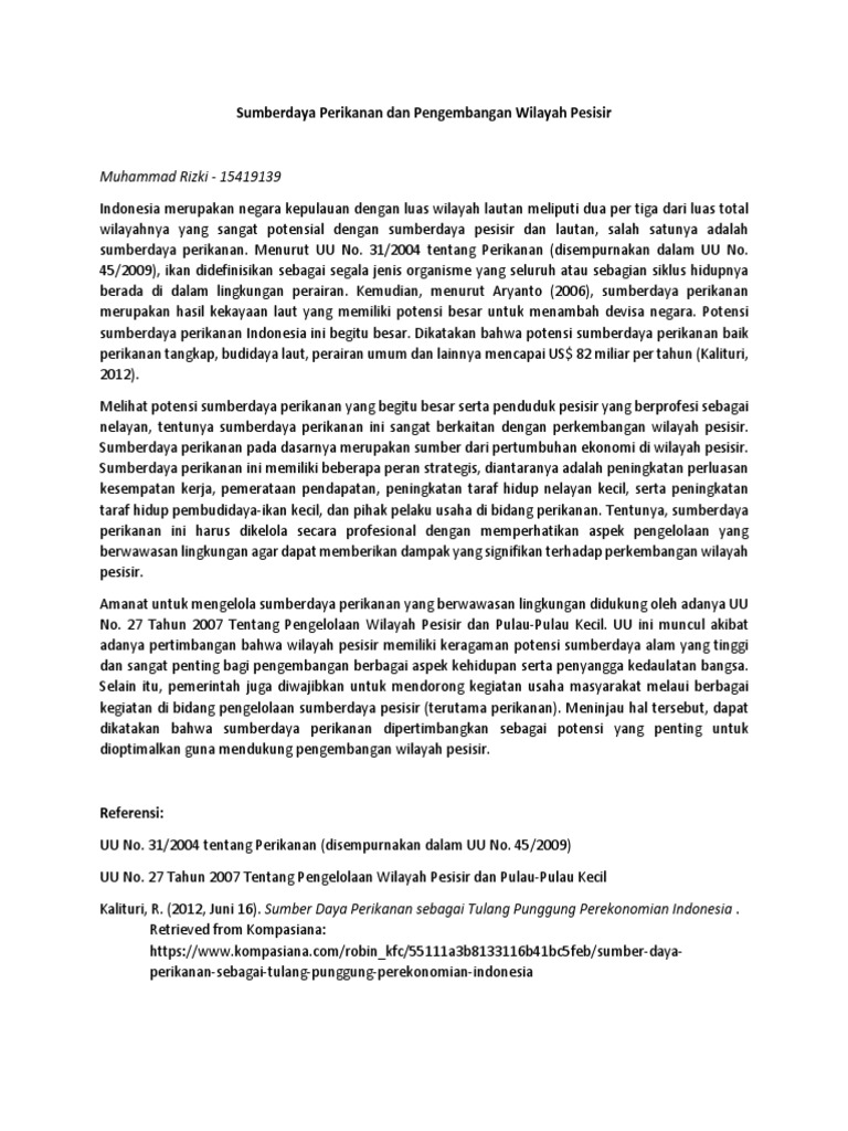 Potensi Sumberdaya Perikanan Pesisir Indonesia | PDF | Kesehatan ...