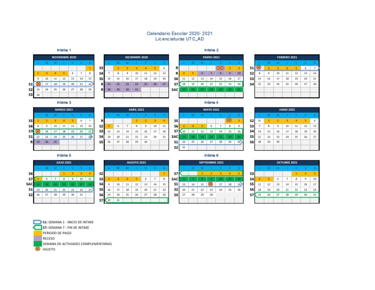 Calendario Escolar UTC A DISTANCIA 2020-2021 | PDF