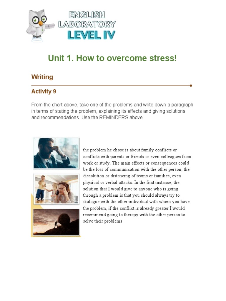 Unit 1. How To Overcome Stress!: Writing | PDF